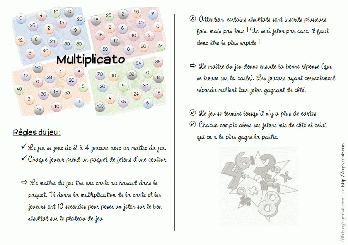 Jeu Fabriqué - Multiplicato, Jeu Sur Les Tables De à Tables De ...