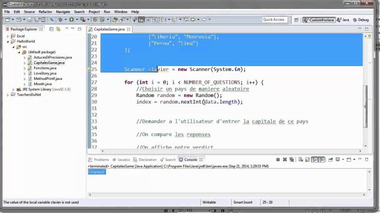 Programmer En Java (Débutant) - 78 - Jeu De Capitales intérieur Jeu Des ...