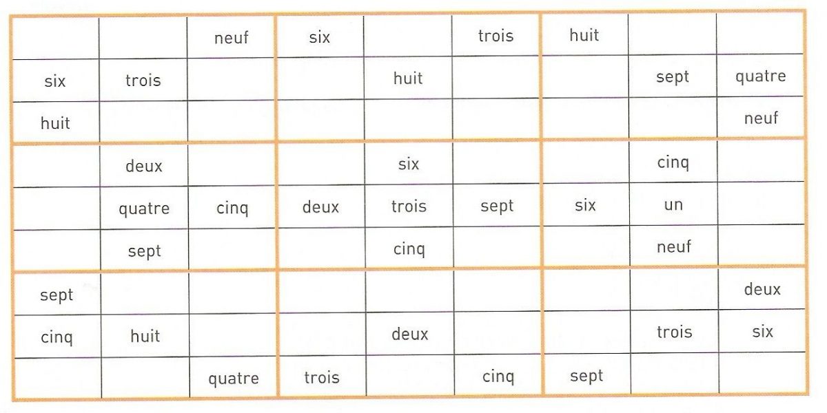 Sudoku | Teaching French, French Numbers, Learn French avec Sudoku ...