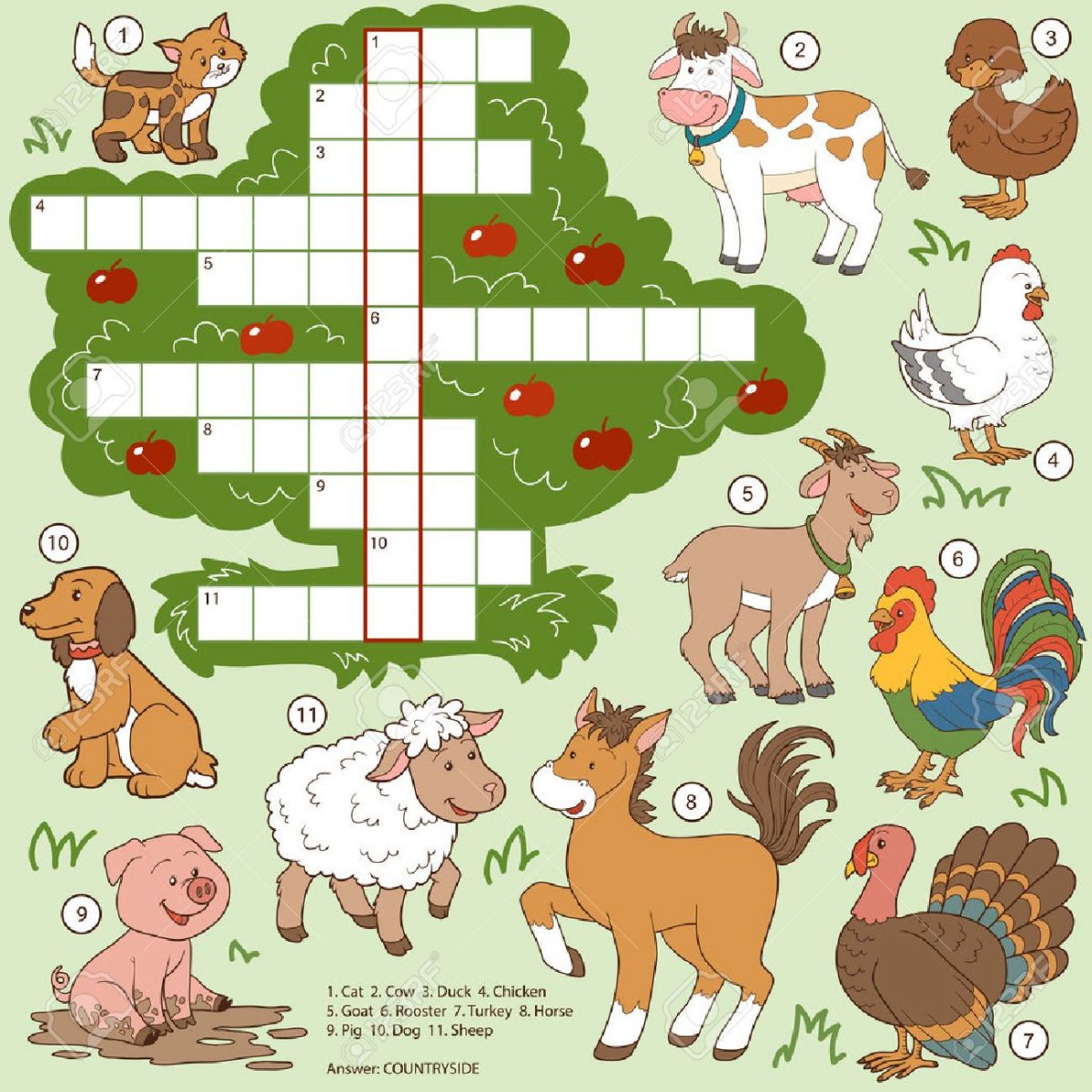 Vecteur Couleur Des Mots Croisés, Jeu De L'éducation Pour Les Enfants ...